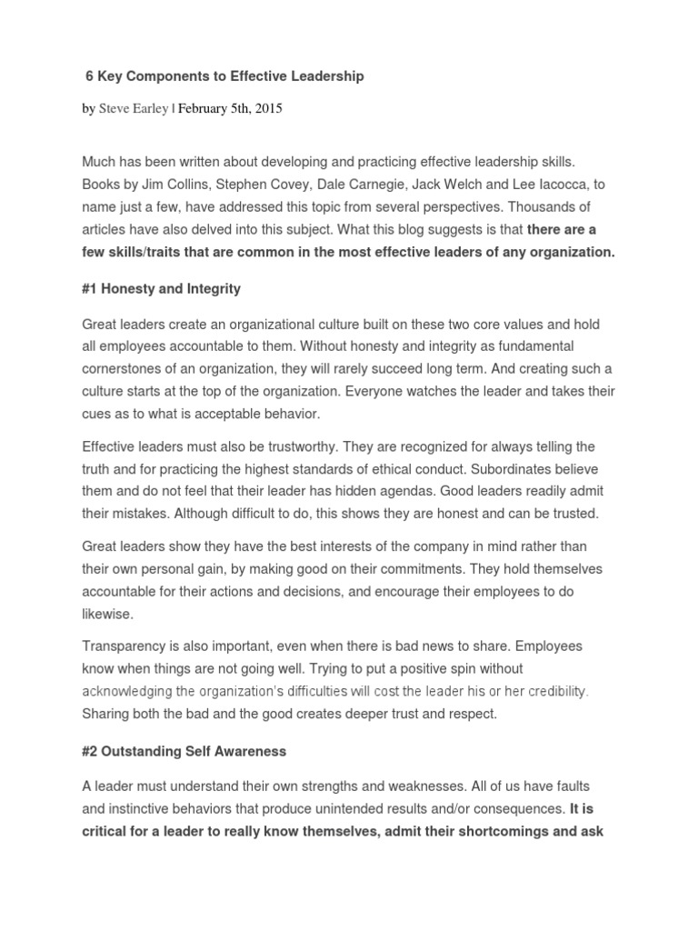 6 Essential Components of Leadership | PDF | Leadership ...