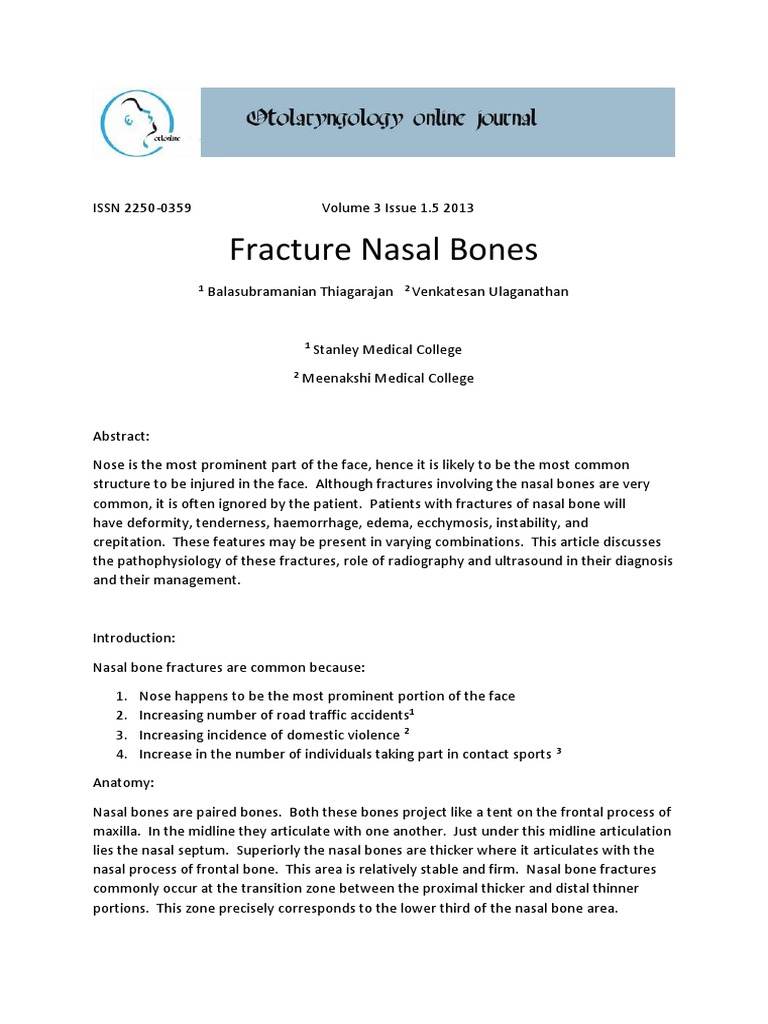 Fracture Nasal Bones PDF | PDF | Human Nose | Human Head And Neck