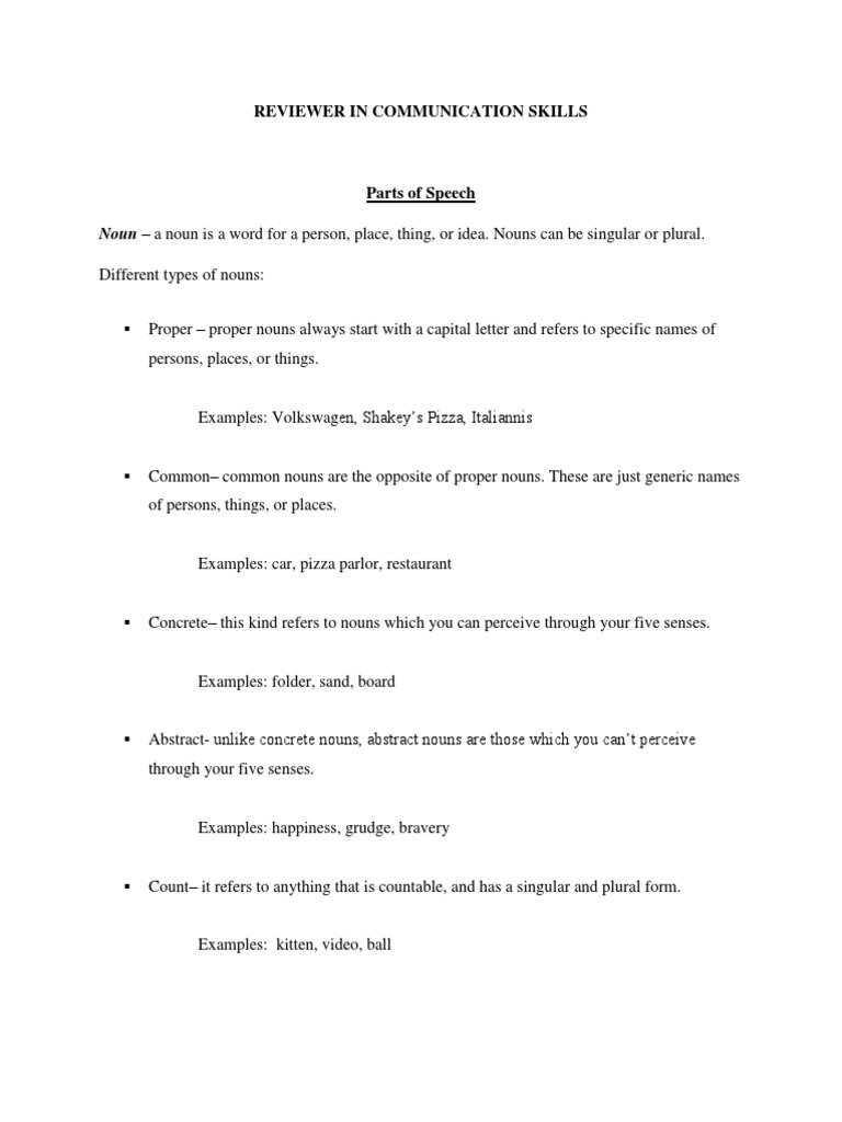 Communication Skills Review Guide | PDF | Adverb | Verb