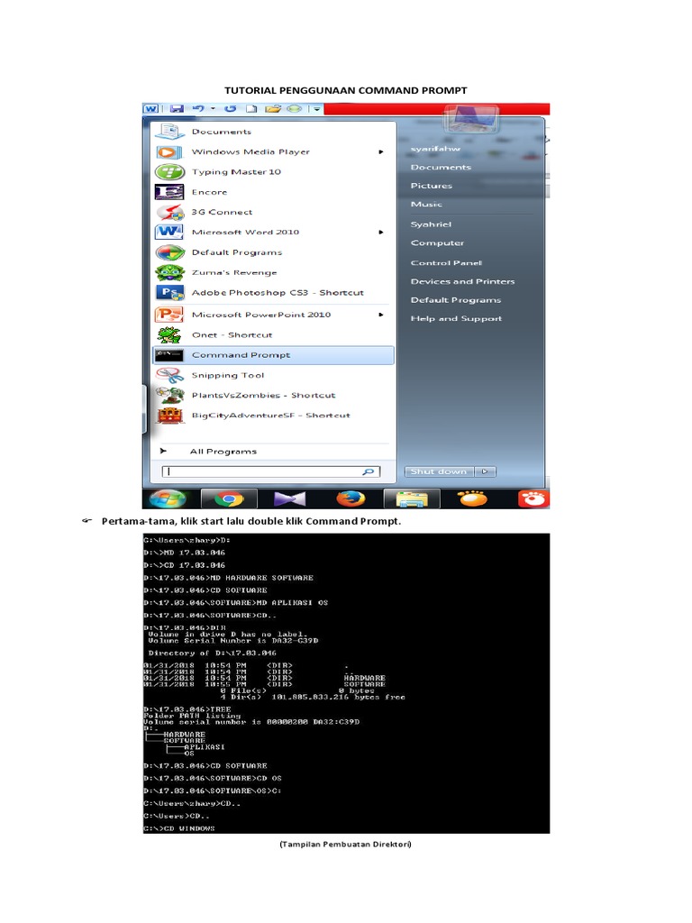 Tutorial Penggunaan Command Prompt | PDF