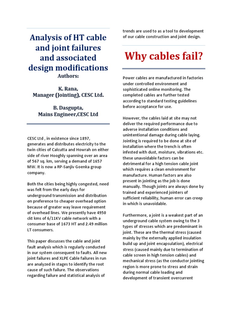 Analysis of HT Cables and Joint Failures | PDF | Insulator (Electricity ...
