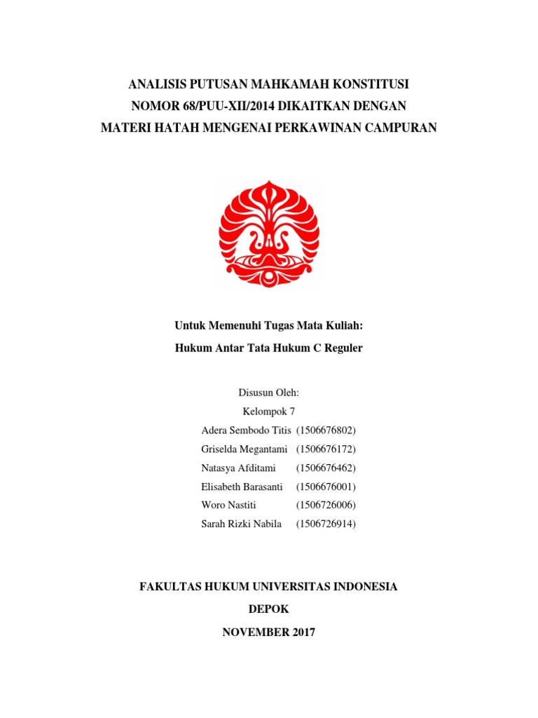 Tugas HATAH - Analisis Putusan MK | PDF | Politik | Ilmu Sosial