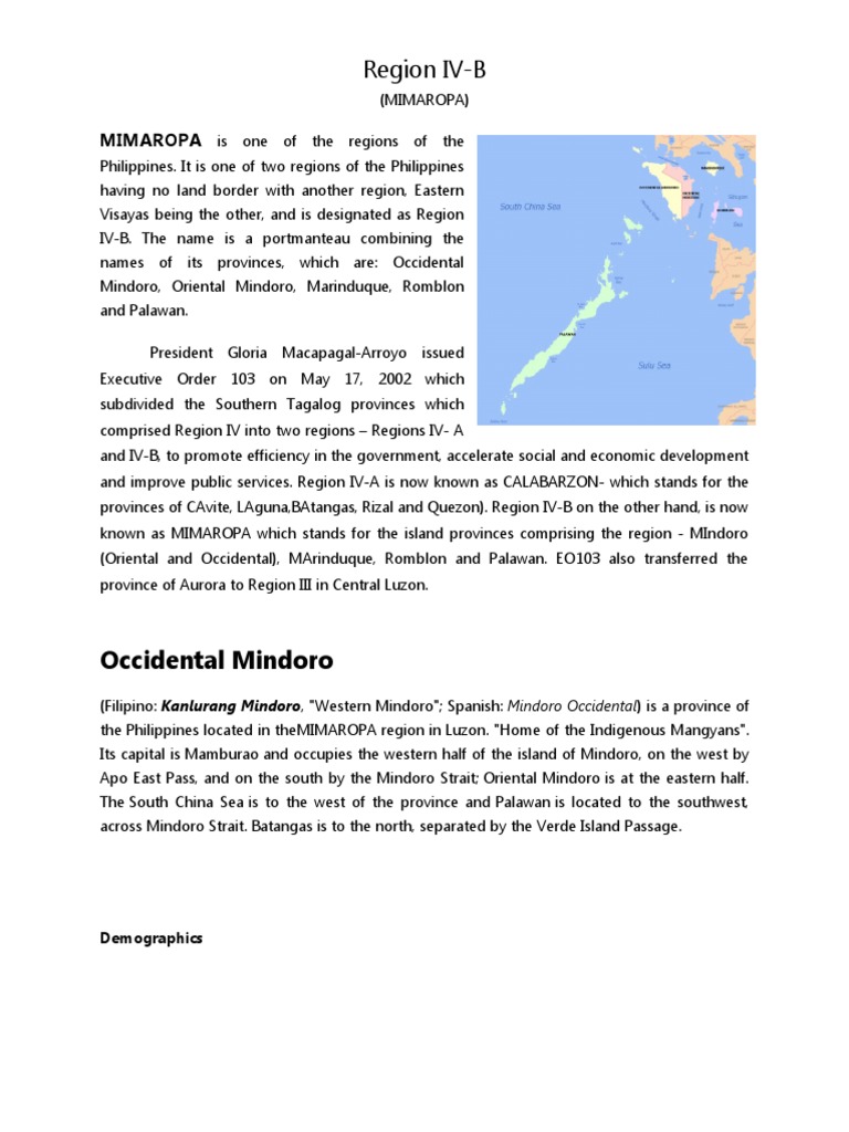 Overview of the MIMAROPA Region | PDF | Philippines