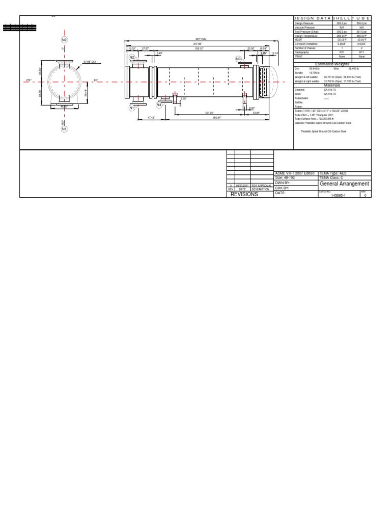 GA Drawing of Shell and Tube | PDF