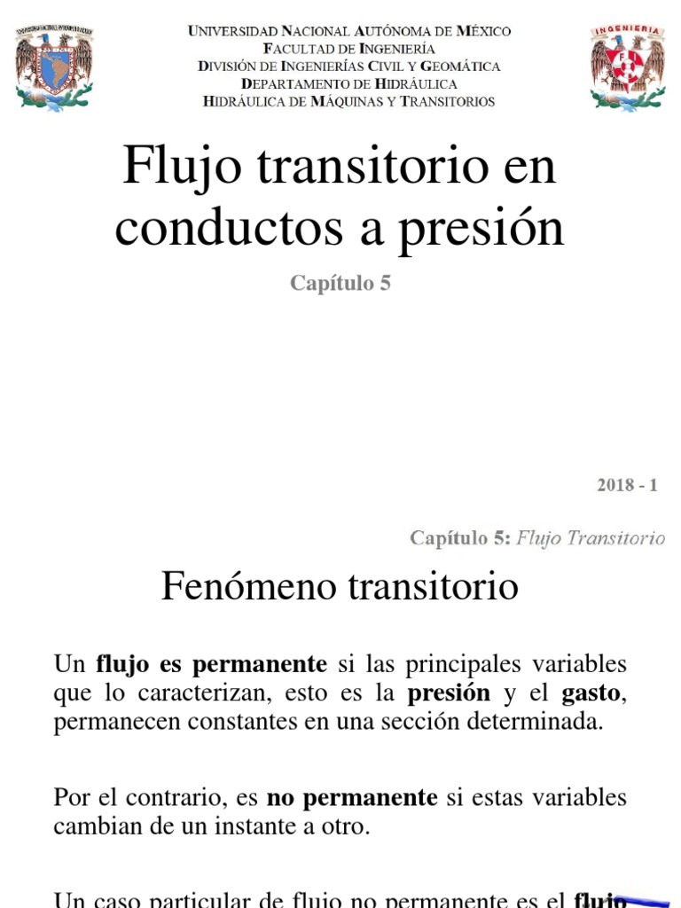 Flujo Transitorio en Conductos A Presión | PDF | Presión | Mecánica de ...