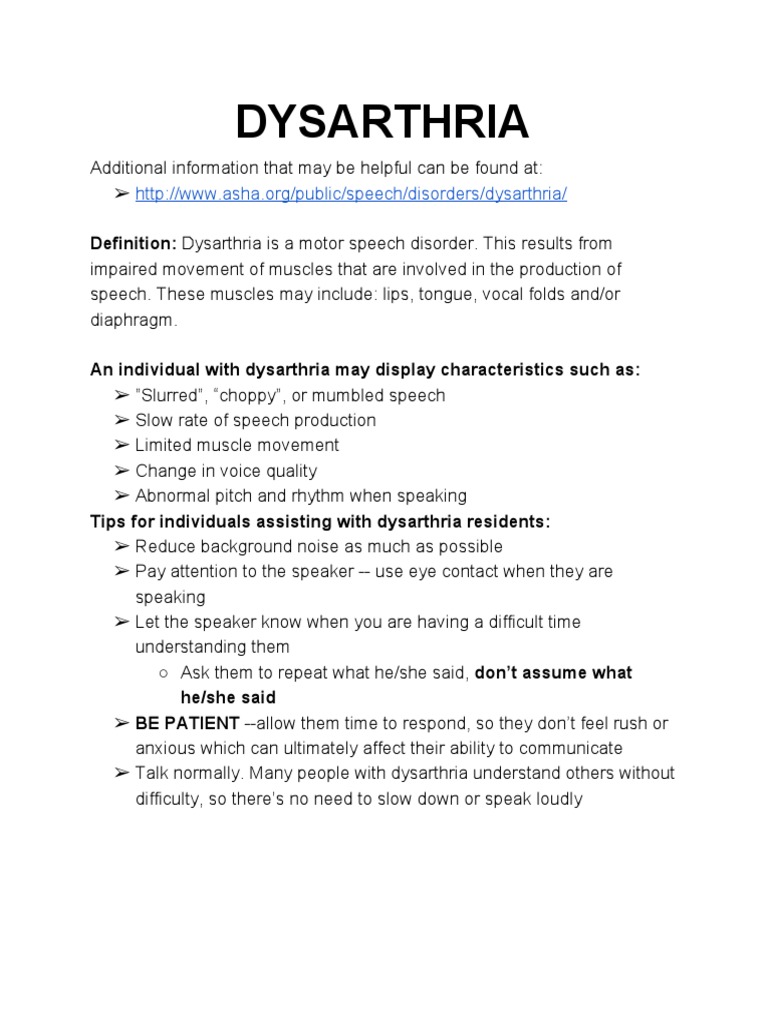 Final Dysarthria Resource Binder | PDF | Speech | Human Voice