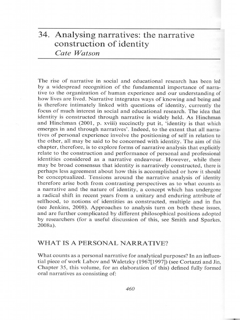 Watson - Analysing Narratives - The Narrative Construction of Identity ...