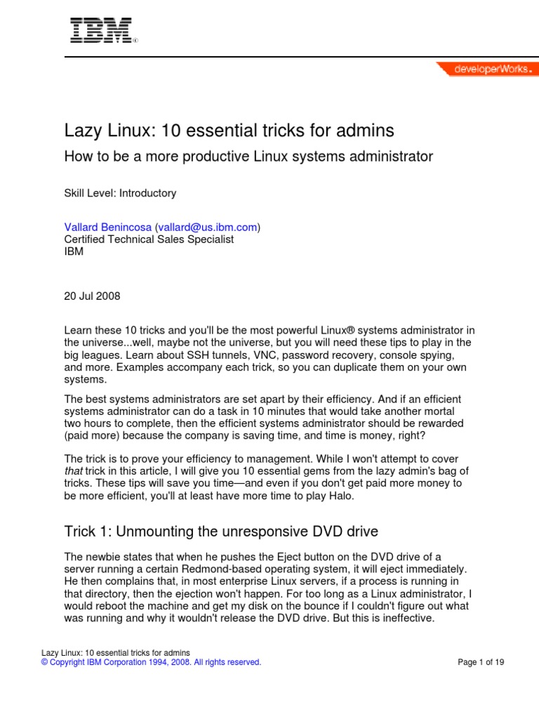 Lazy Linux - 10 Essential Tricks For Admins | PDF | Secure Shell ...