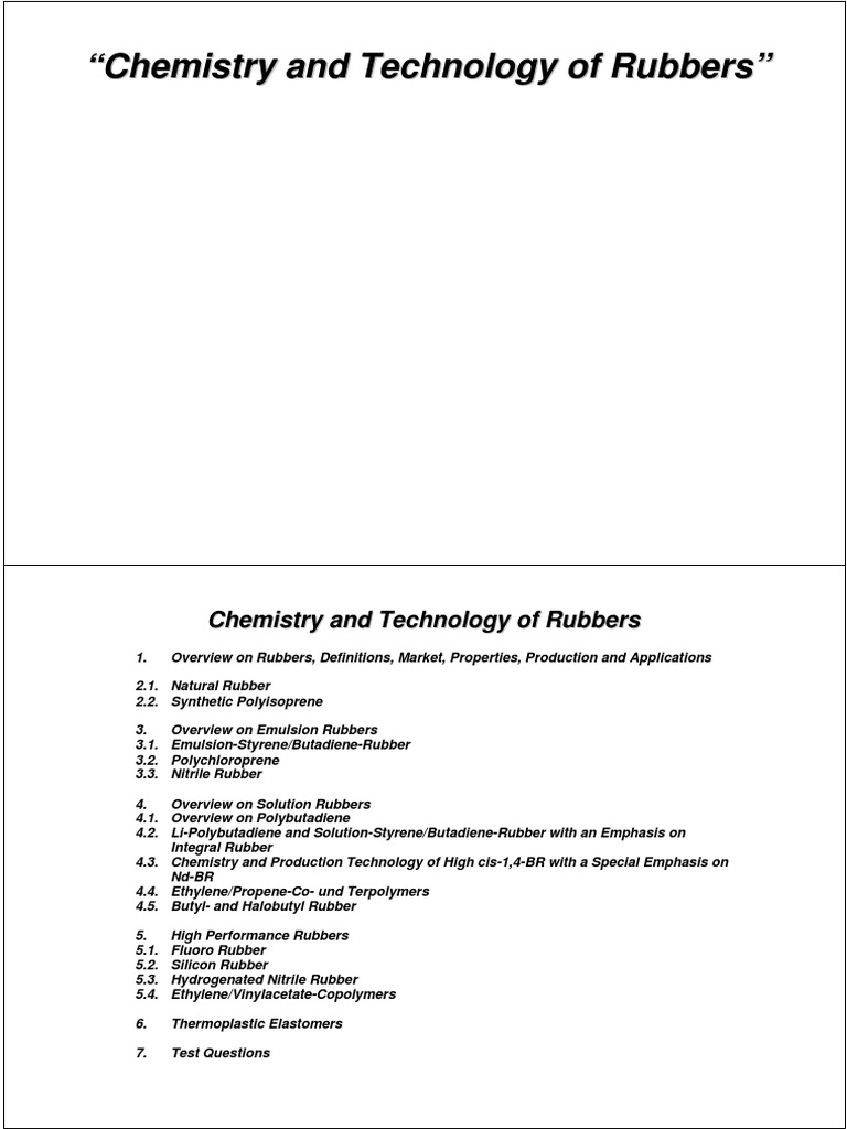 Chemistry and Technology of Rubber PDF | PDF | Natural Rubber | Cross Link