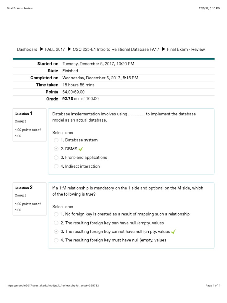 Final 225 | PDF | Relational Database | Databases