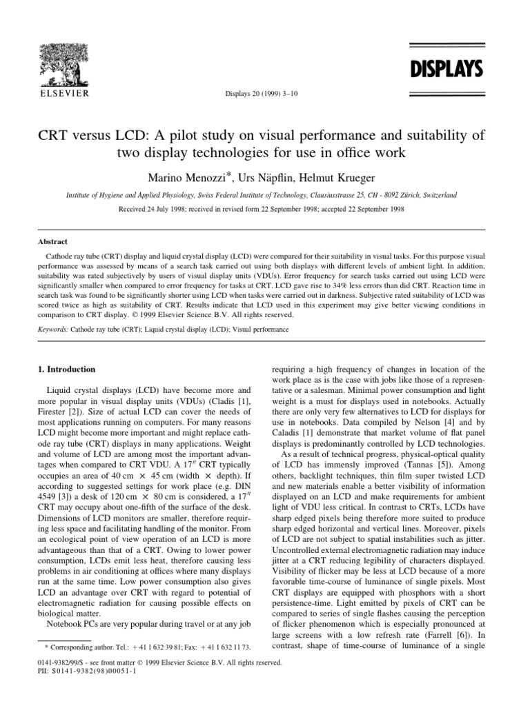 CRT Versus LCD PDF | PDF | Liquid Crystal Display | Computer Monitor