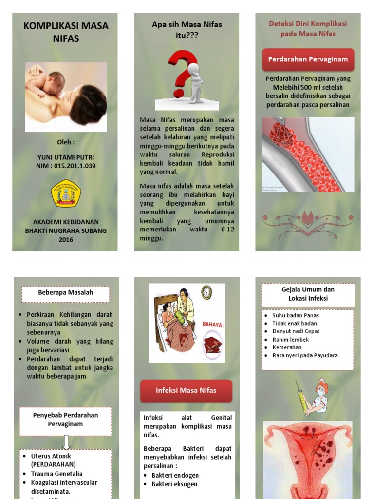 Leaflet Komplikasi Masa Nifas YUni | PDF