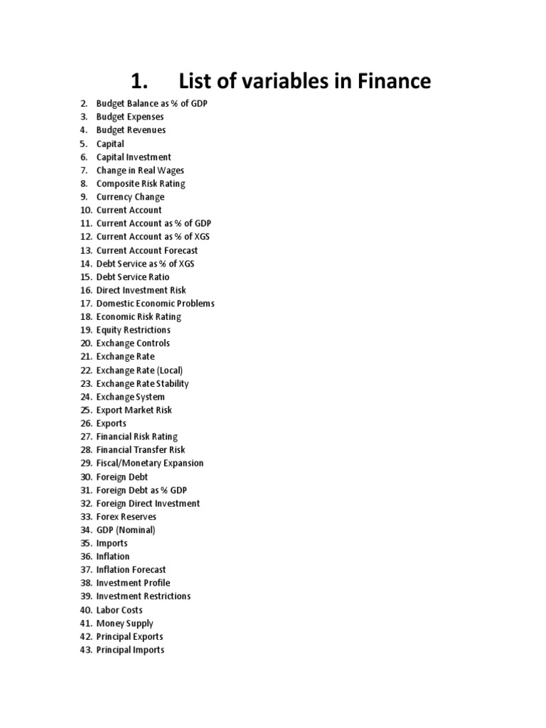 List of Variables in Finance | PDF | Current Account | Dividend