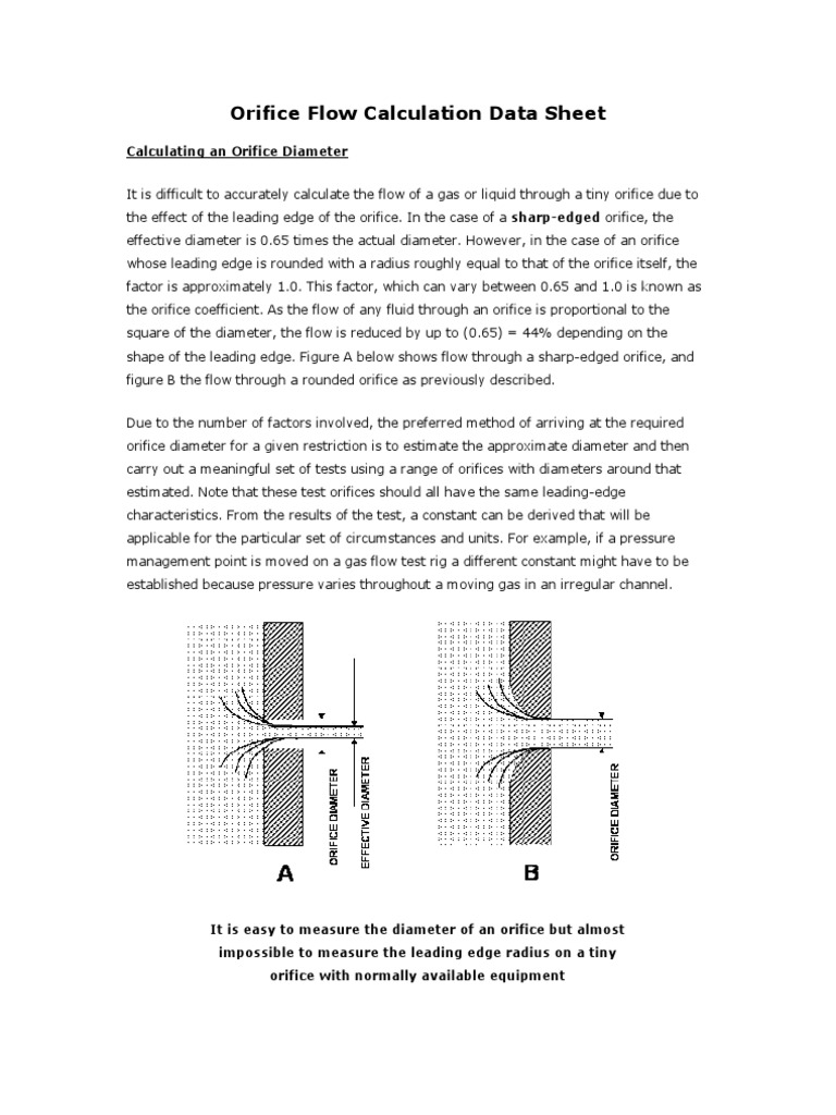 Orifice Calculation | PDF | Soft Matter | Continuum Mechanics