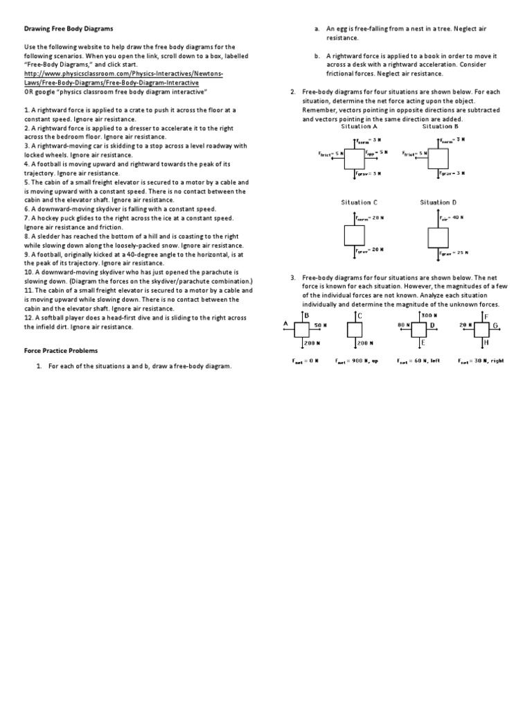 Drawing Free Body Diagrams | PDF | Force | Physical Quantities