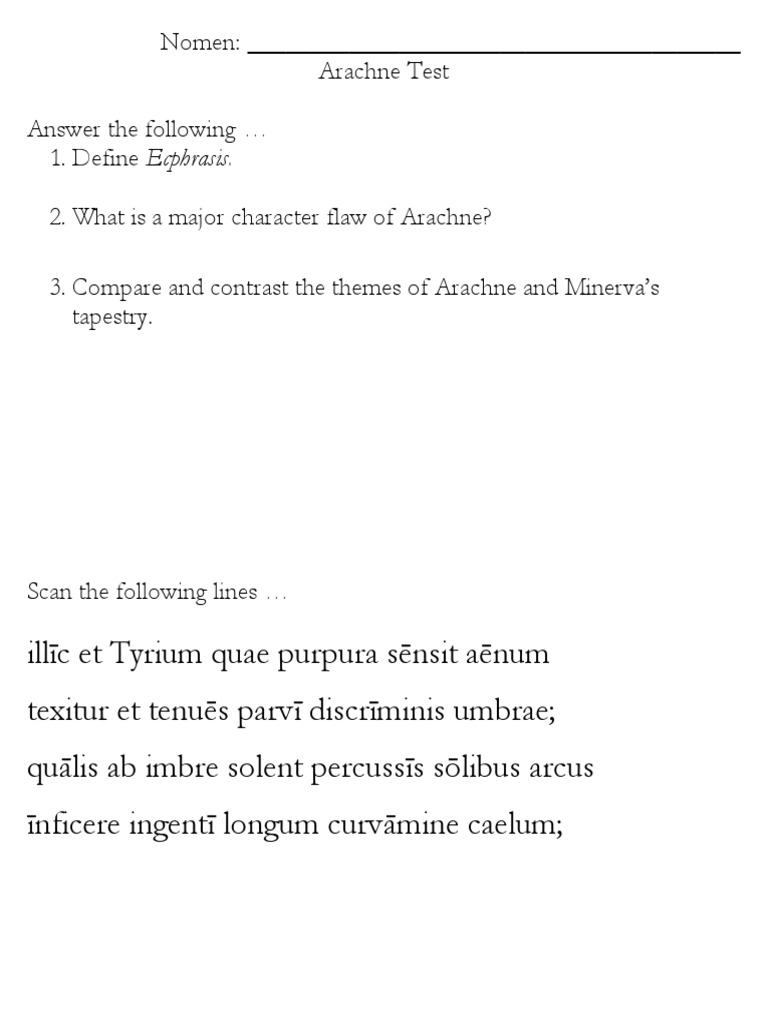 Arachne Test | PDF | Language Arts & Discipline | Foreign Language Studies
