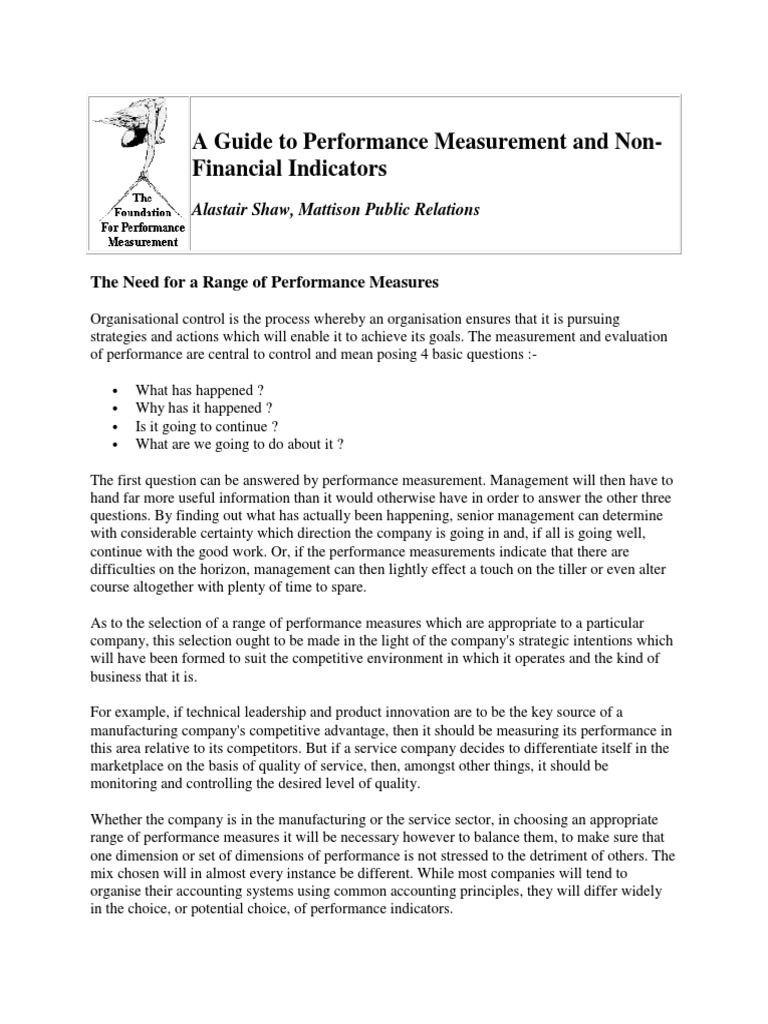 A Guide To Performance Measurement and Non | PDF | Innovation ...