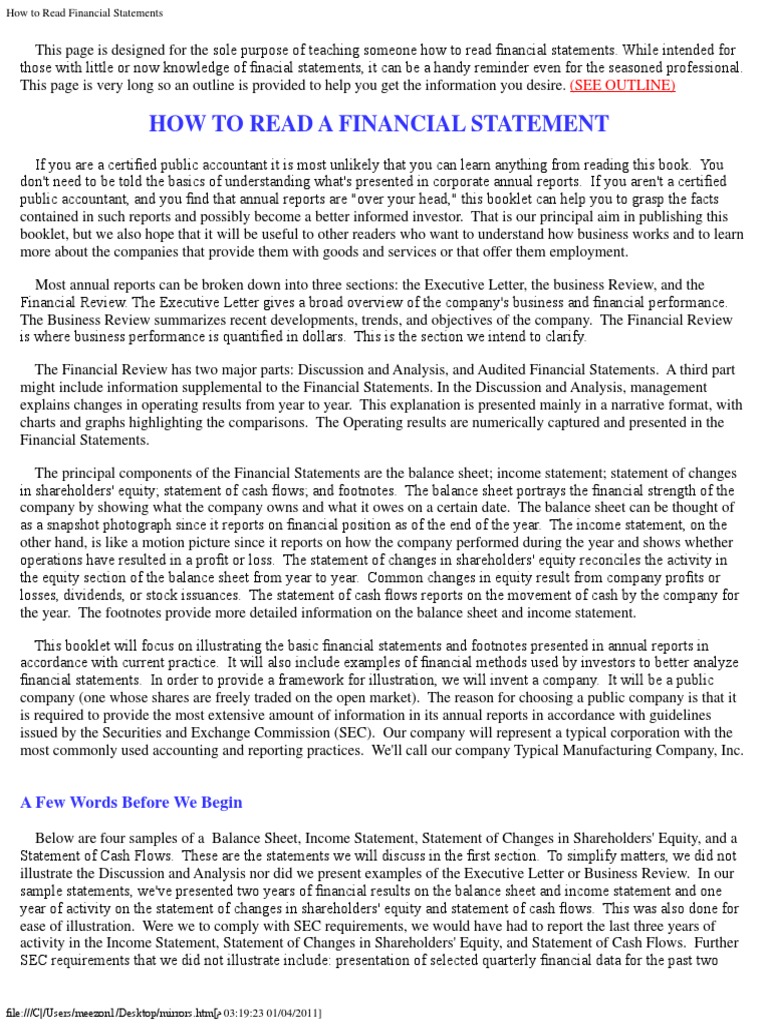 How To Read Financial Statement PDF | PDF | Balance Sheet | Depreciation