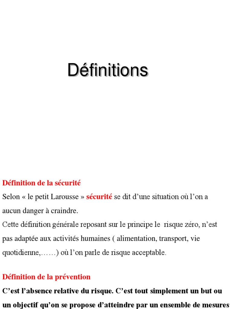 Definitions Danger Et Risque | PDF | Risque | Substances chimiques