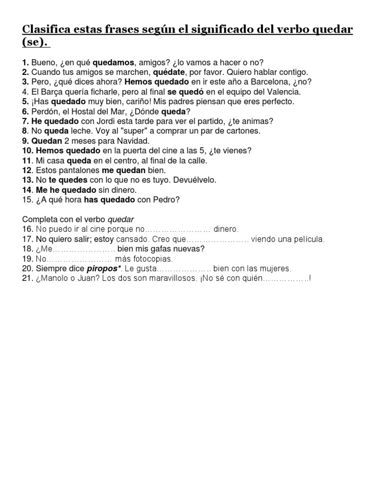 Verbo Quedar y Quedarse | PDF | Poesía