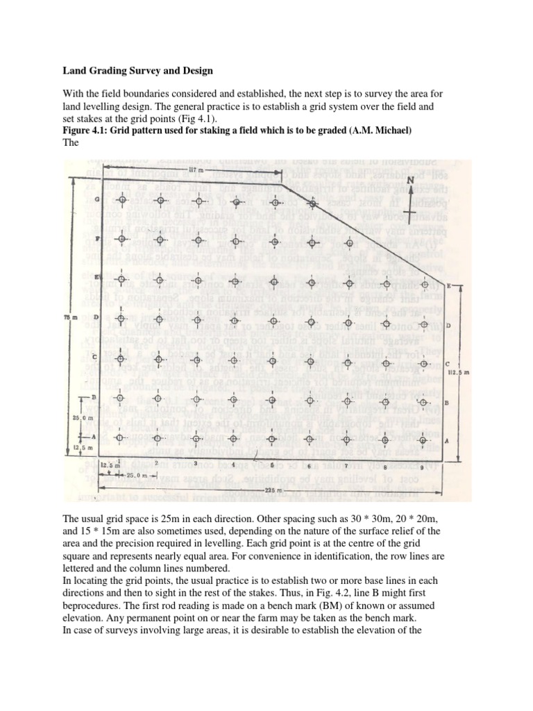 Land Grading Survey Design and Planning | PDF | Contour Line | Rectangle
