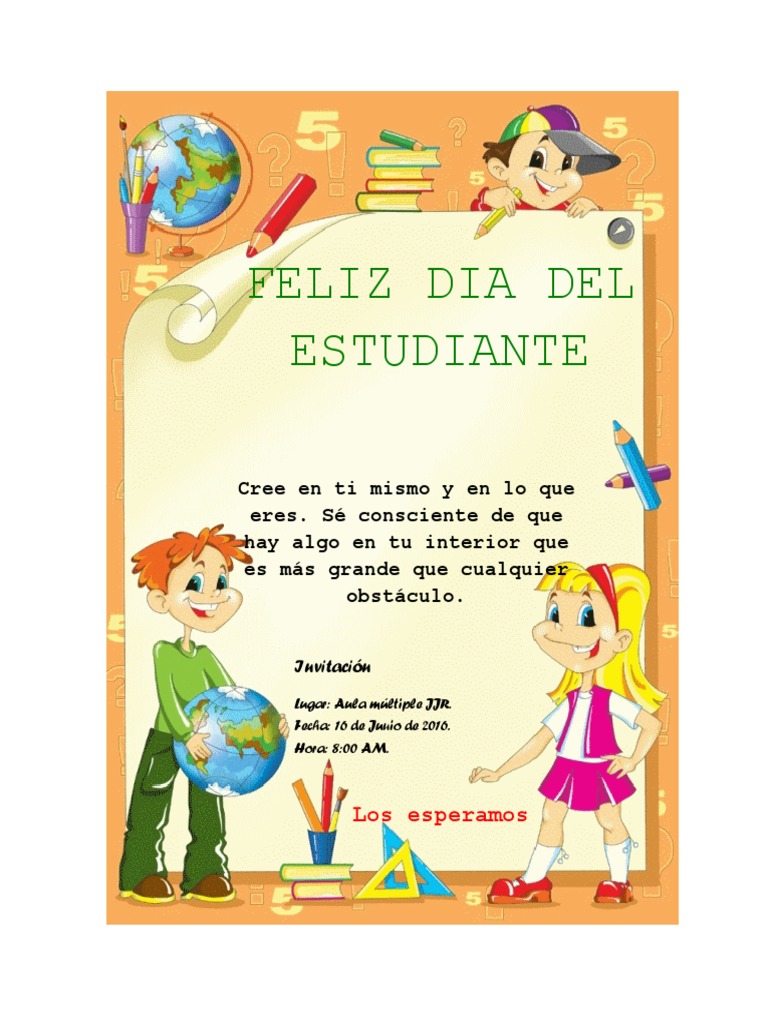 Tarjeta Día Del Estudiante | PDF
