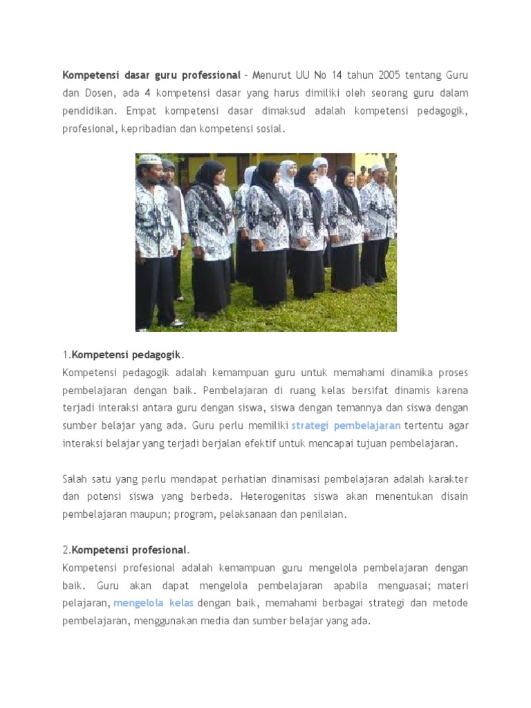 Kompetensi Dasar Guru Professional | PDF