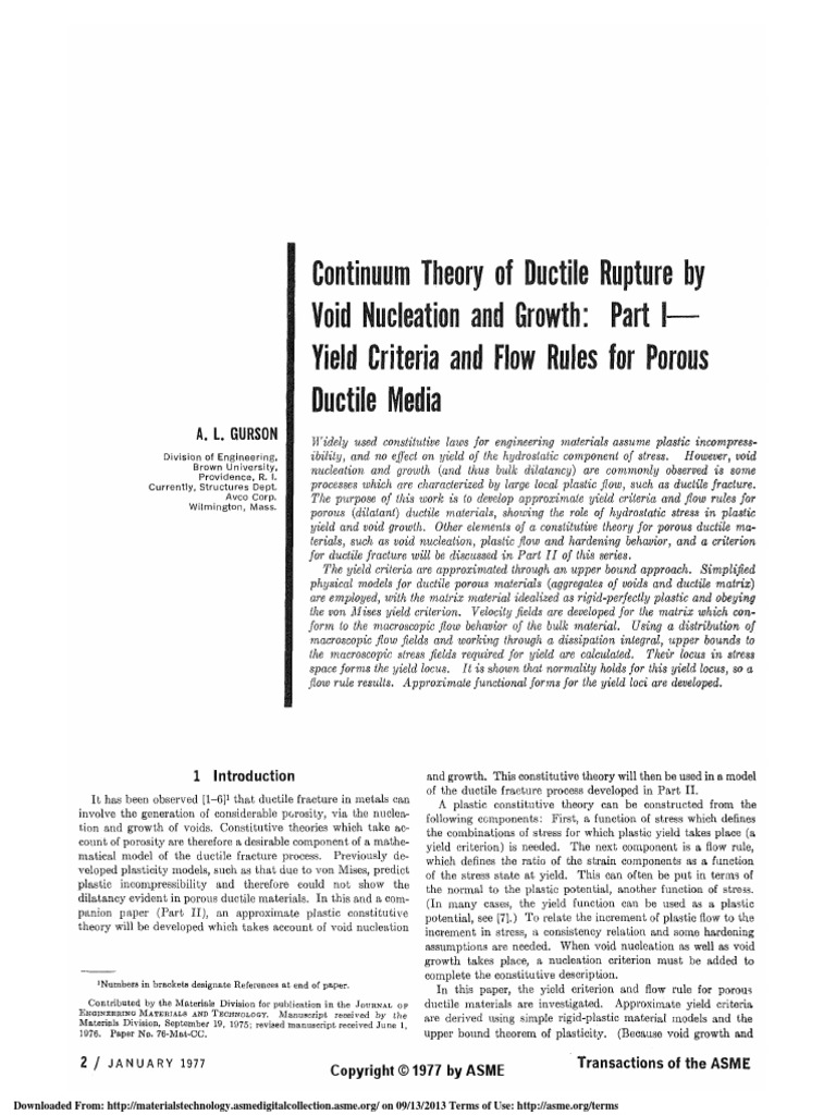 Continuum Theory of Ductile Rupture by Void Nucleation and Growth: Part ...
