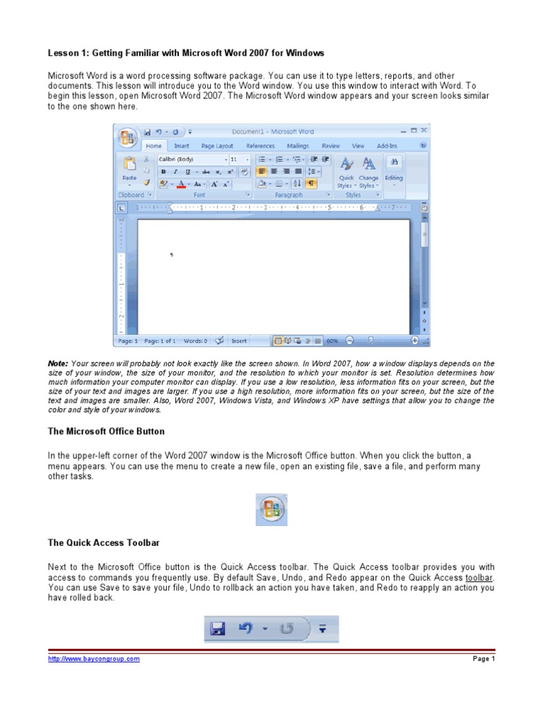 Msword07 Lessons | Microsoft Word | Typefaces