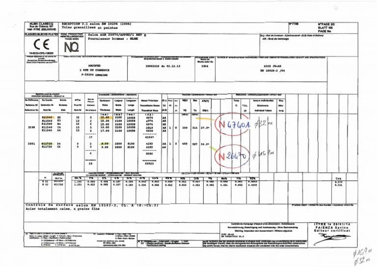 Material Certificate Plate 16mm | PDF