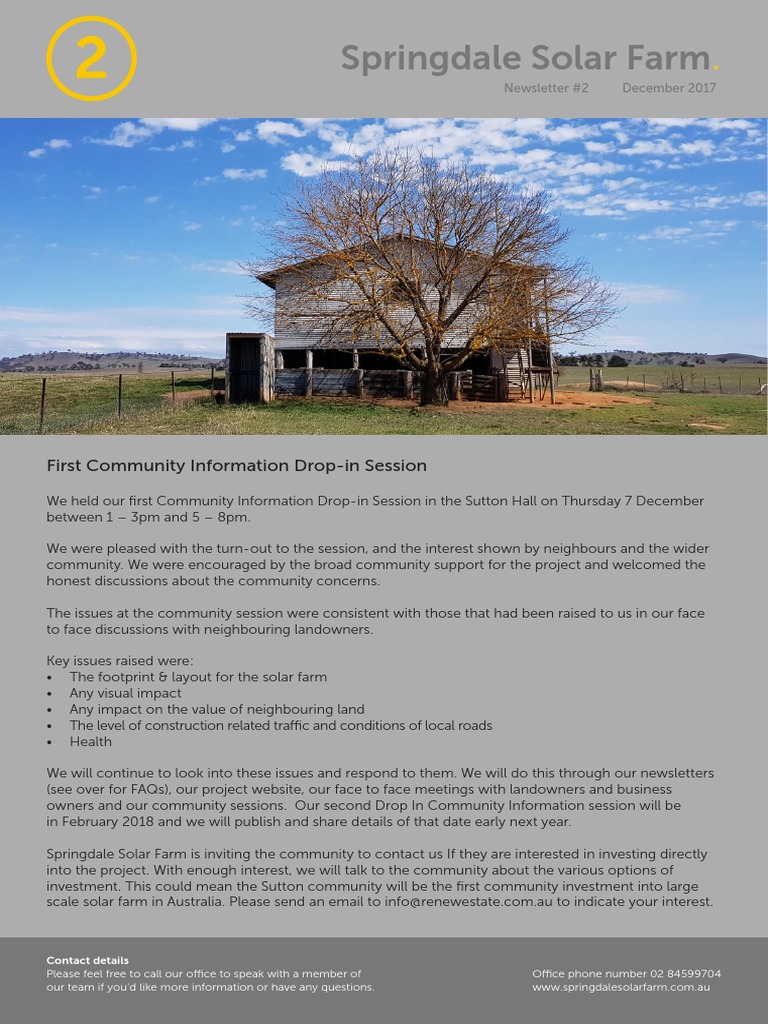 Springdale Solar Farm: First Community Information Drop-In Session ...