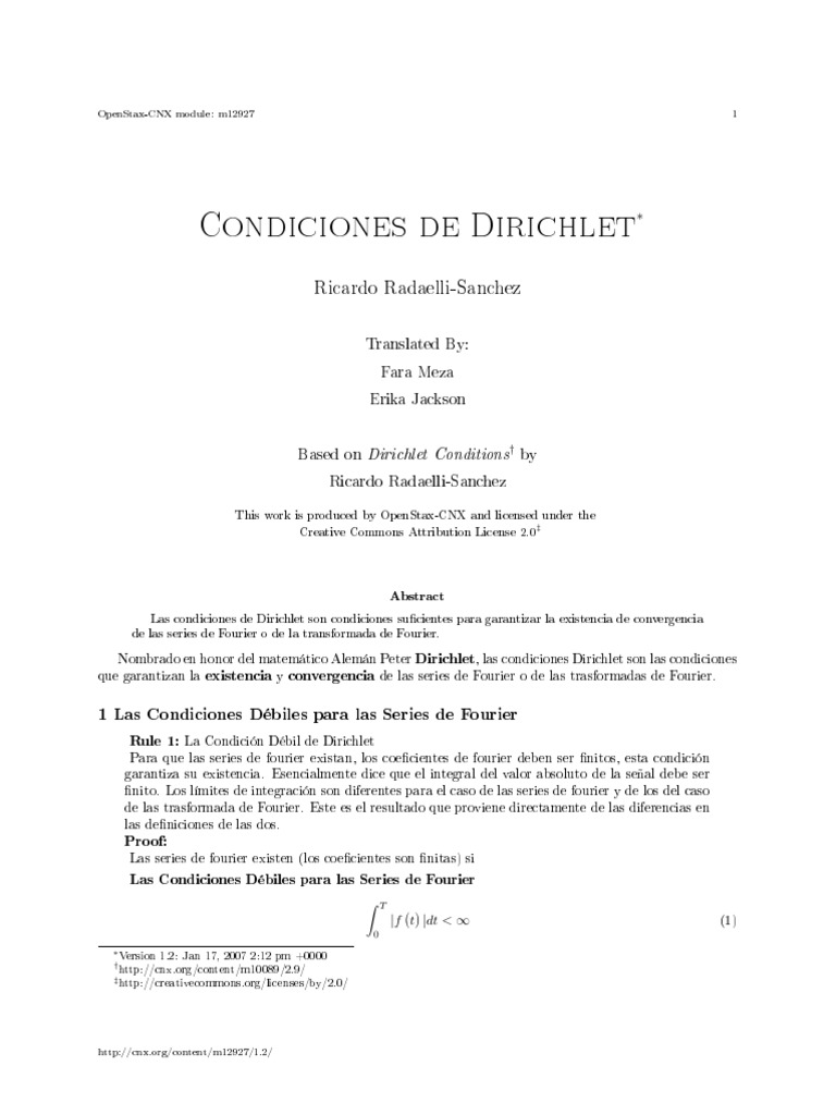 Condiciones de Dirichlet 2 PDF | PDF | Transformada de Fourier | Series ...