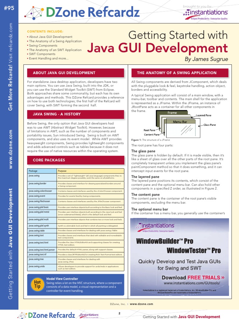 RefCardz Gui Development in Java | PDF