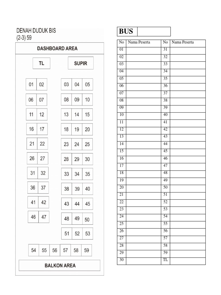 Bus 59 Kursi Duduk | PDF