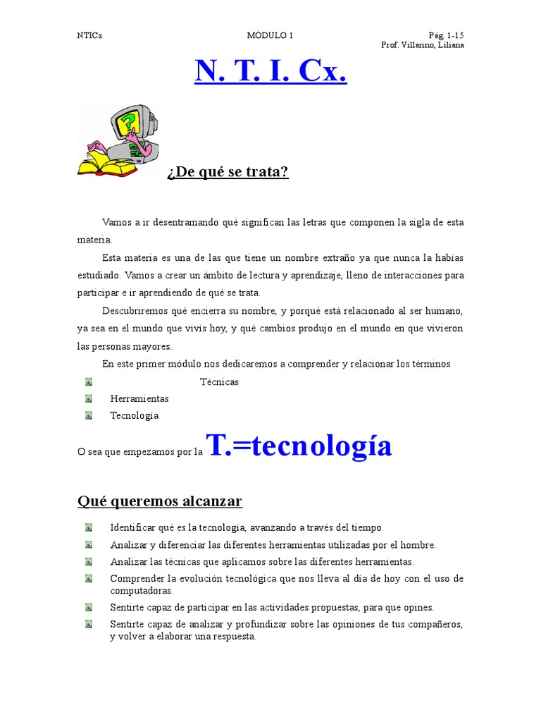 Manual Nticx CAP1 | PDF | Science | Tecnología de información y comunicaciones