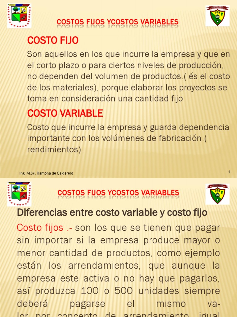 Costos Fijos y Variables | PDF | Costo | Presupuesto