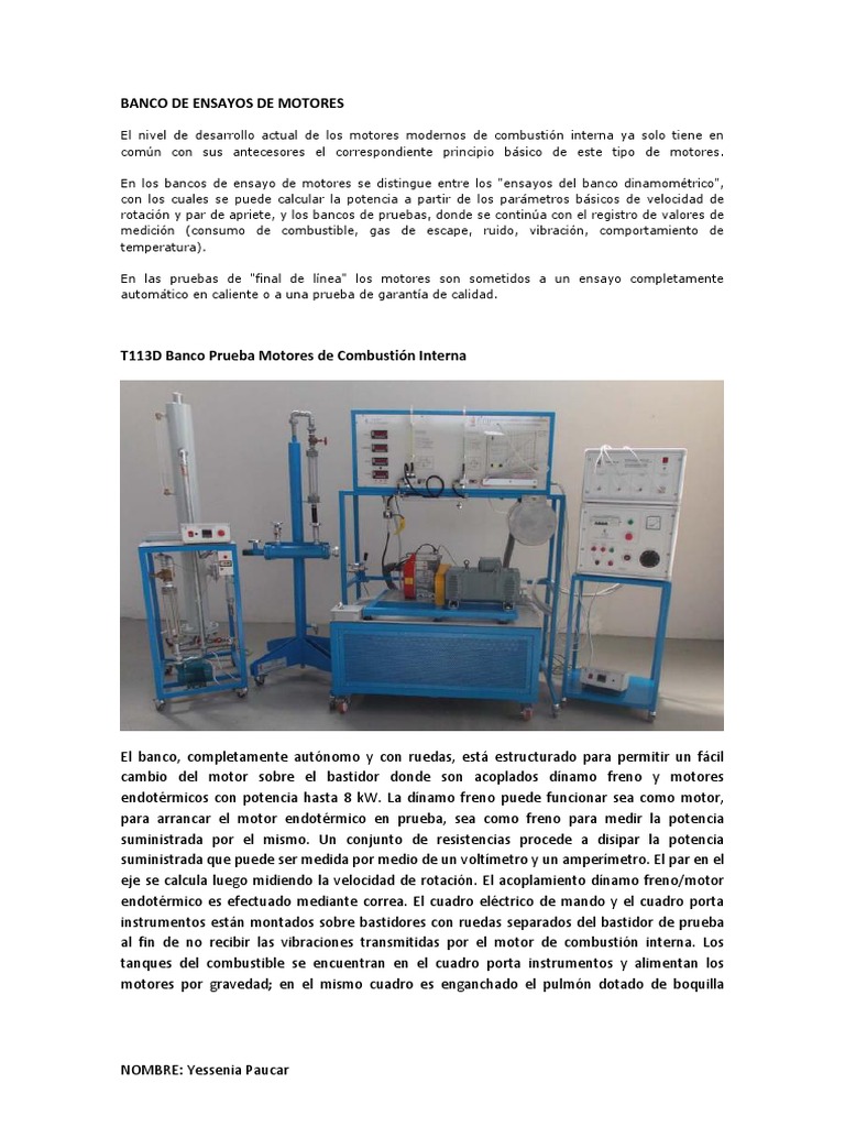 Banco de Ensayos de Motores | PDF | Motor de combustión interna | Combustibles
