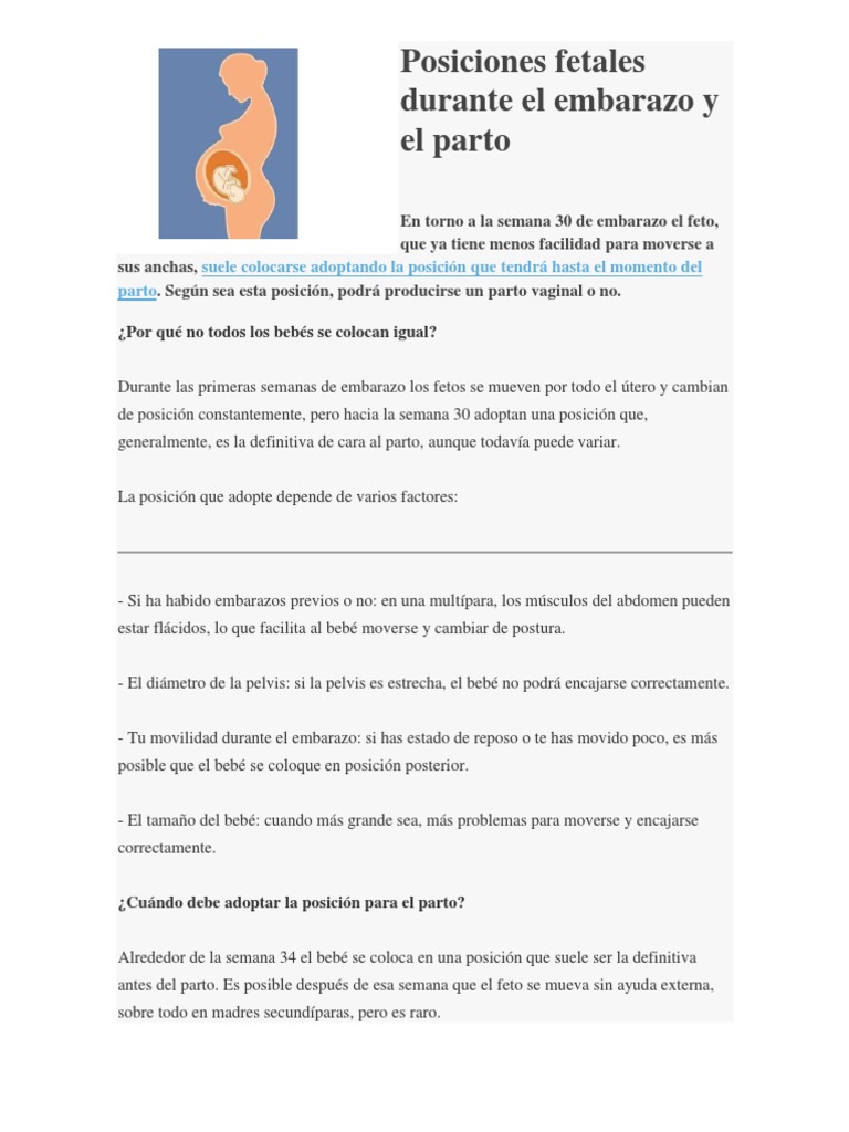 Posiciones fetales en embarazo y parto | PDF | Parto | El embarazo