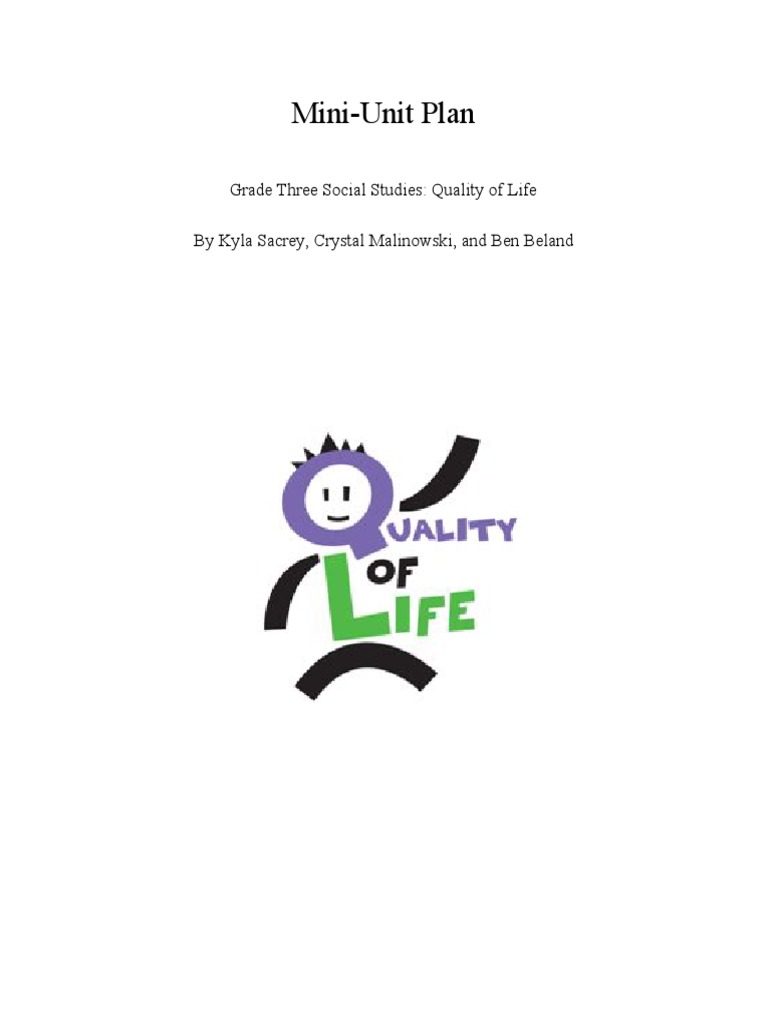 Mini Unit Plan | PDF | Educational Assessment | Quality Of Life