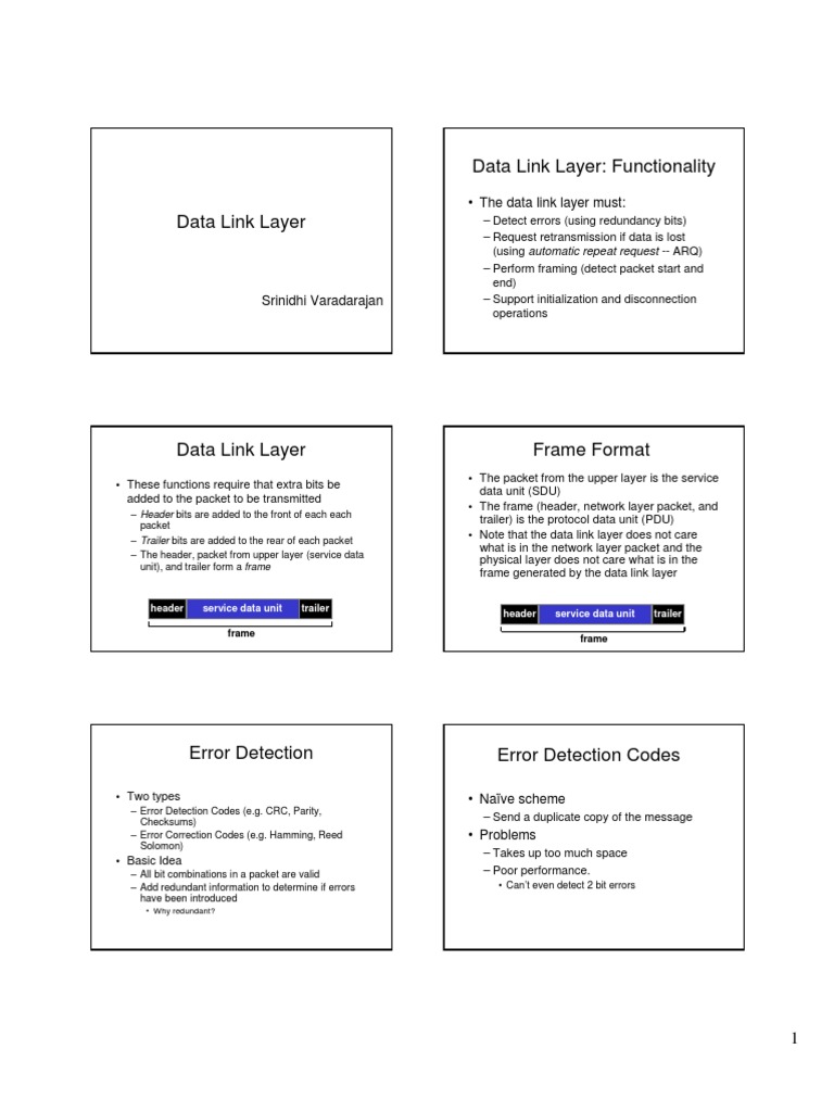 Data Link Layer Functions and Error Detection Codes | PDF | Error Detection And Correction ...