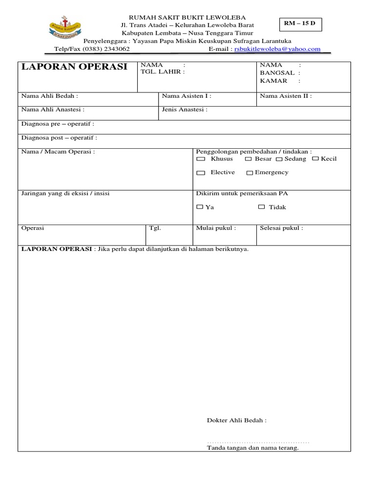 Form Laporan Operasi | PDF