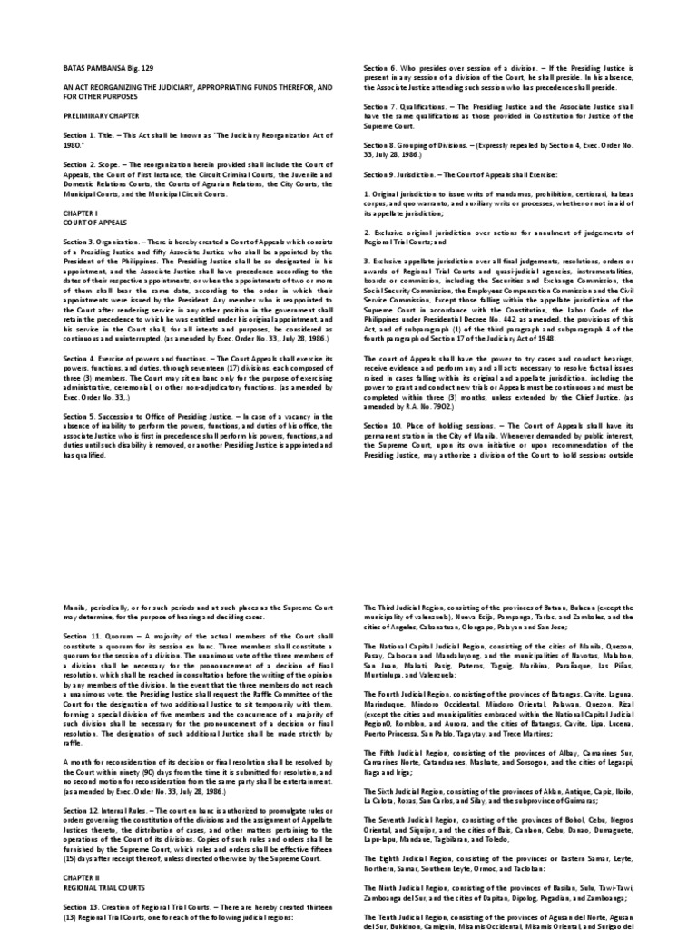 Batas Pambansa BLG | PDF | Government Institutions | Courts
