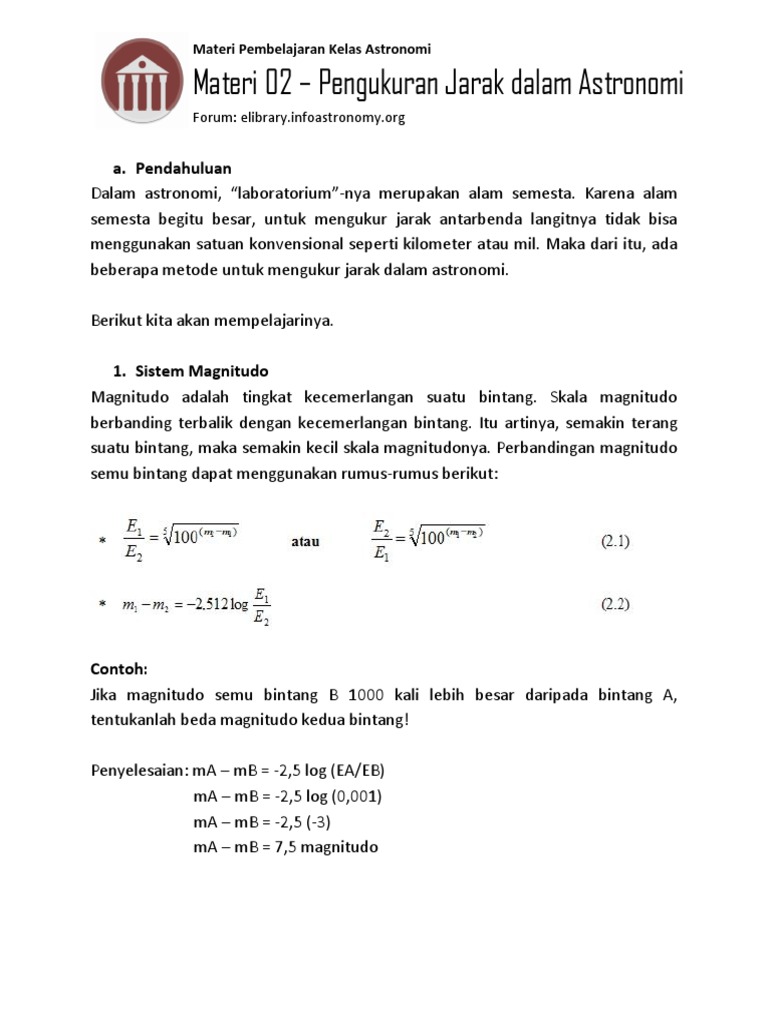 Materi 2 - Pengukuran Jarak Dalam Astronomi | PDF