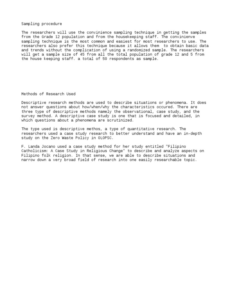 Method of Research, Sampling Procedure | PDF