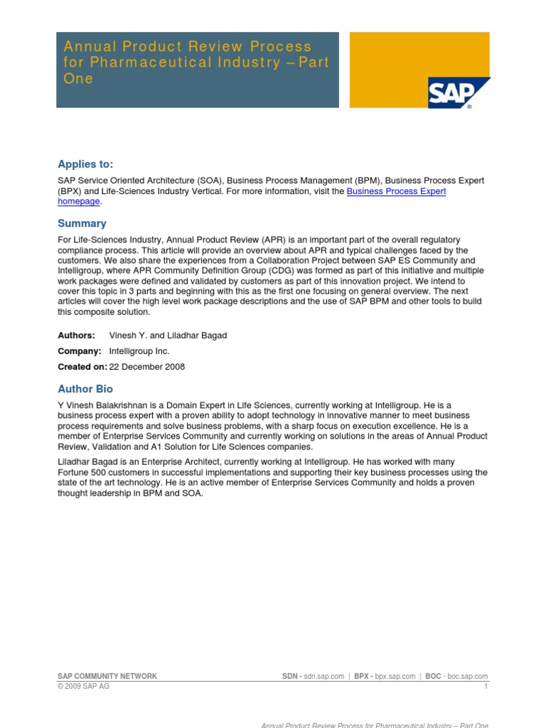 Annual Product Review Process For Pharma Industry Part1 | PDF ...