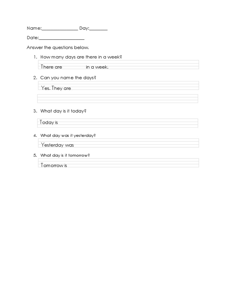 What Day Was It Yesterday? | PDF | Language Arts & Discipline