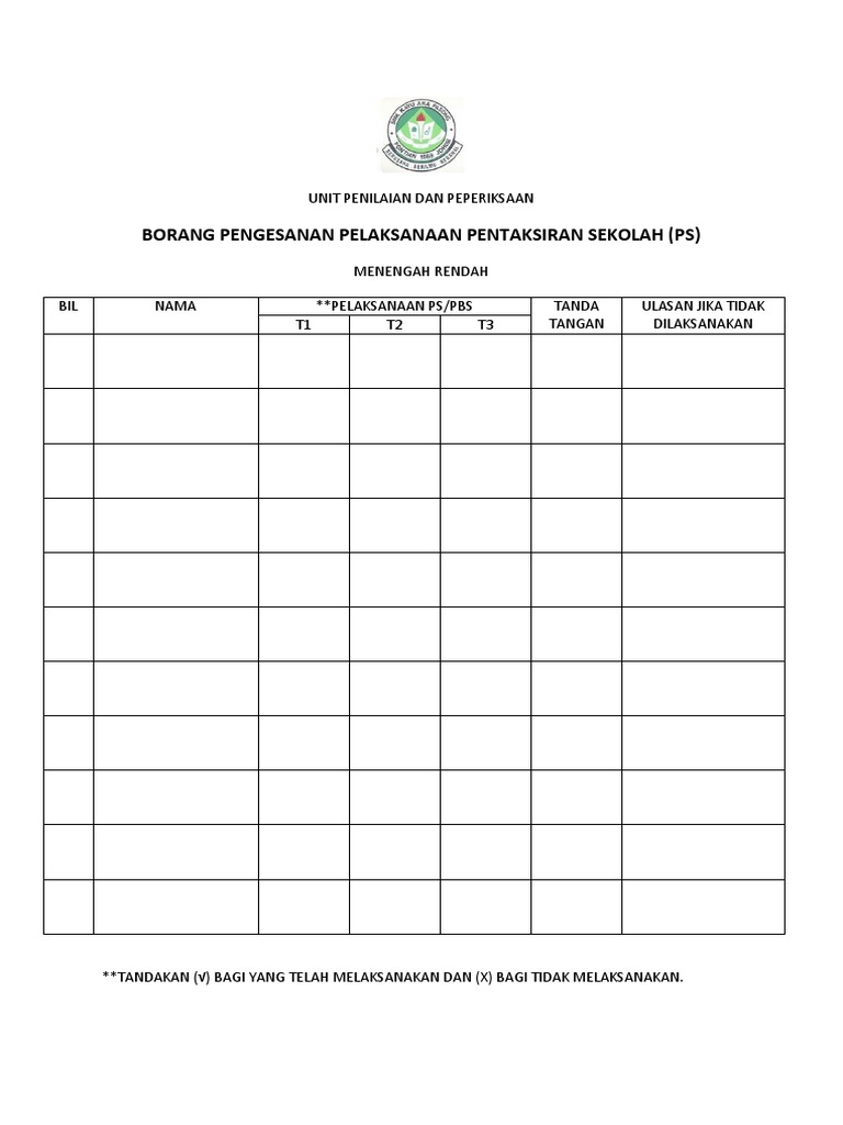Borang Pengesanan Pelaksanaan Pbs | PDF