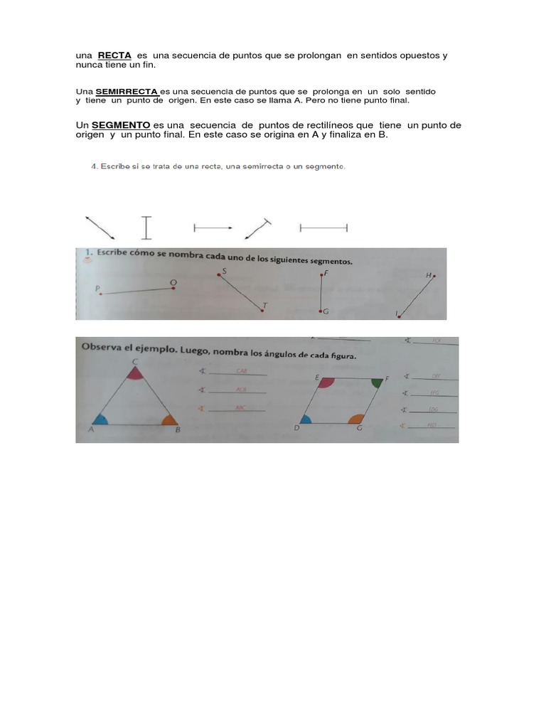 Rectas, Semirrectas Segmento-Grado 3°, 4° | PDF