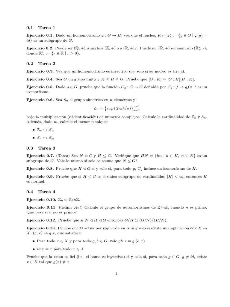 Grupos, subgrupos y homomorfismos | PDF | Grupo (Matemáticas) | Función (Matemáticas)